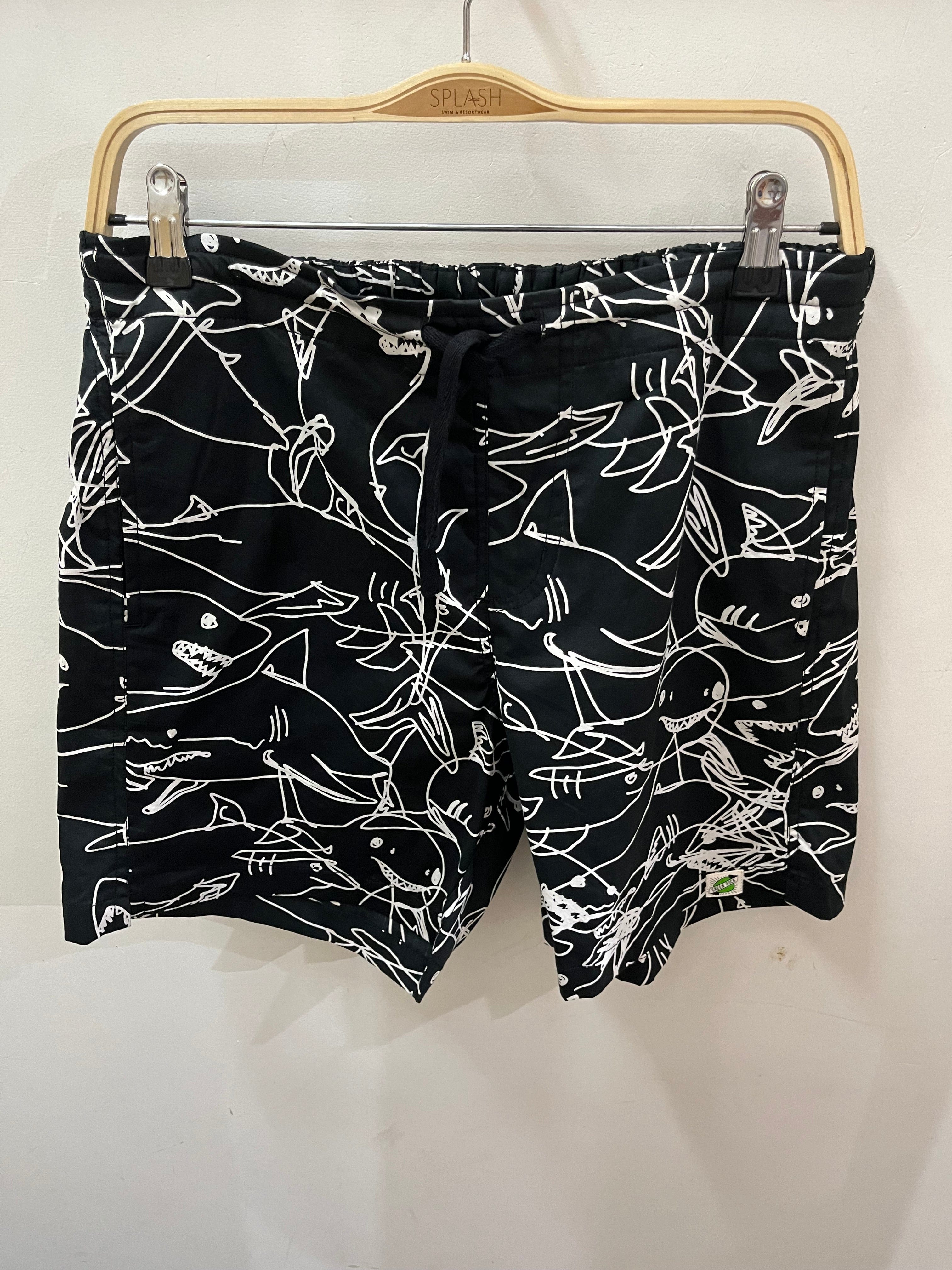 Shark Lines Easy Shorts - Black – Splash Swimwear