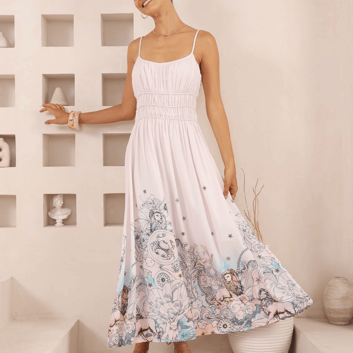 Iris Maxi Celestial Lion Maxi Dress – Splash Swimwear